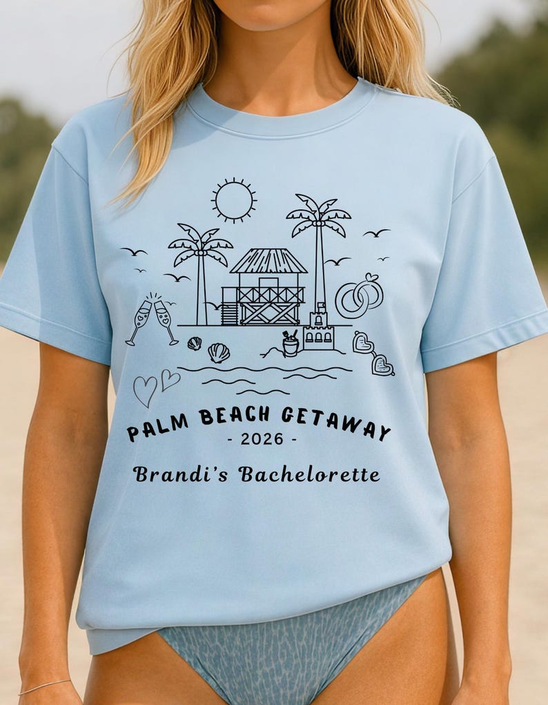 Customizable Palm Beach Getaway T-shirt: Bridal Party Bachelorette ...