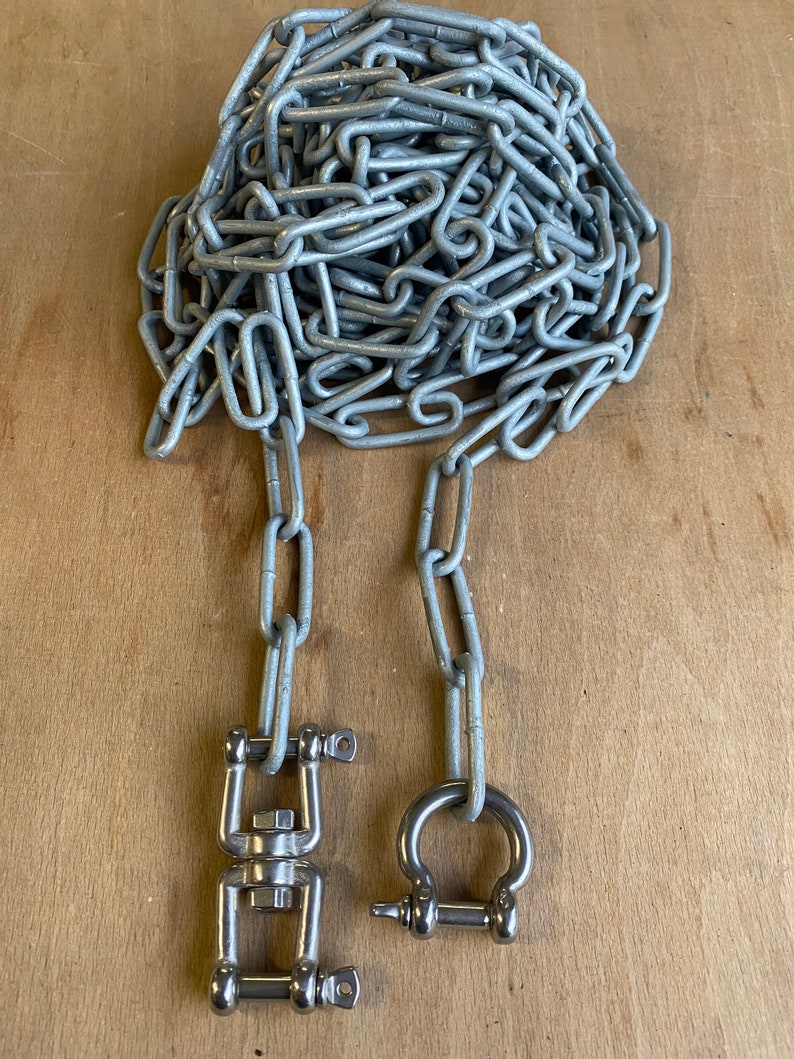 3 Meters of 4mm Galvanised Anchor Chain Boat Mooring Chain With A 6mm ...
