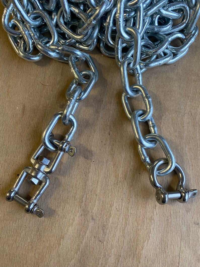 10 Meters of 6mm Galvanised Anchor Chain Boat Mooring Chain With A 6mm ...