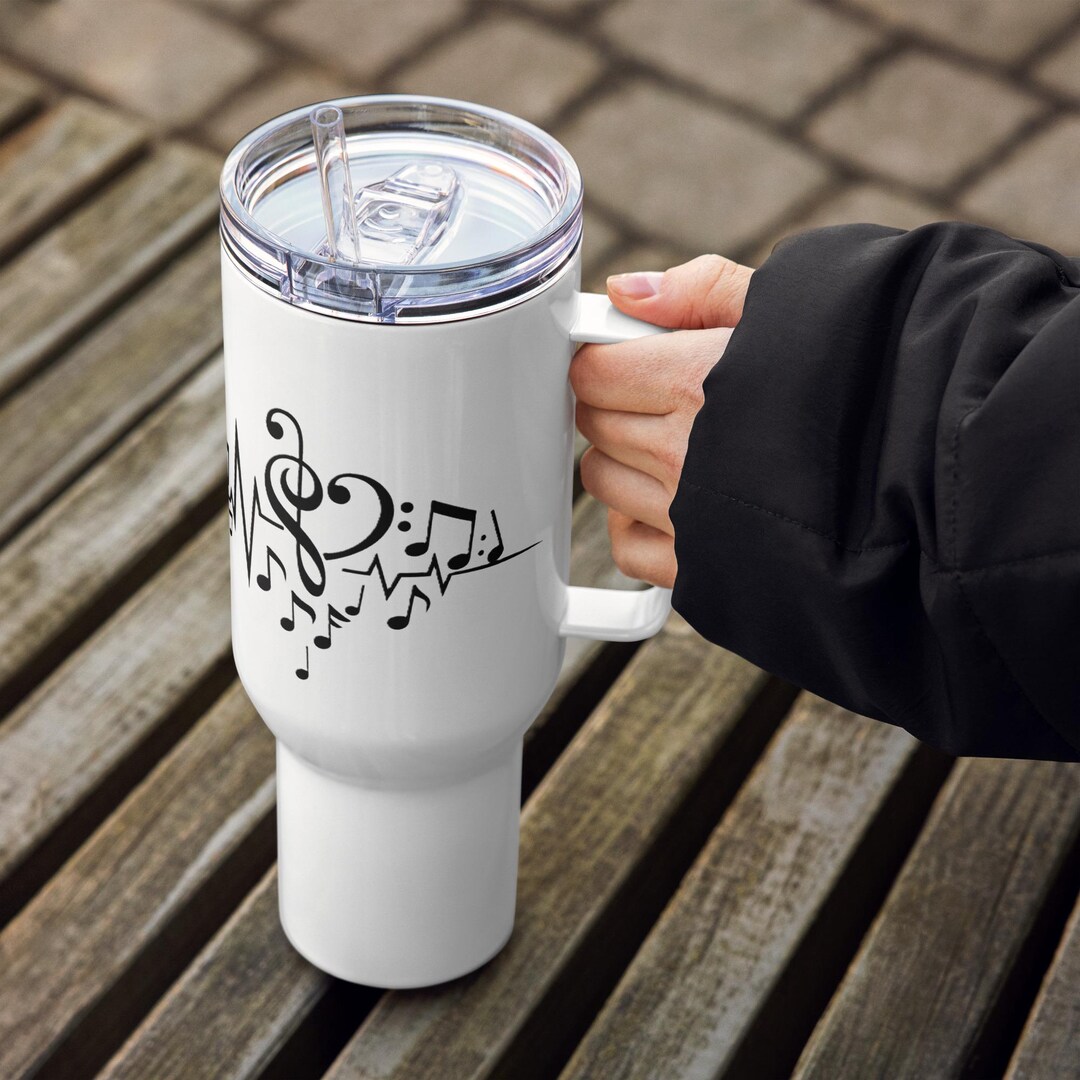 Music Heart Tumbler: Treble Bass Clef Waveform, Musician Travel Mug - Etsy