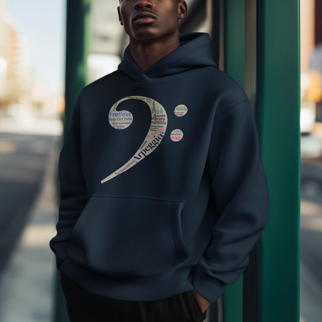 Bass Clef Word Cloud Hoodie - Music Lover Gift - Etsy