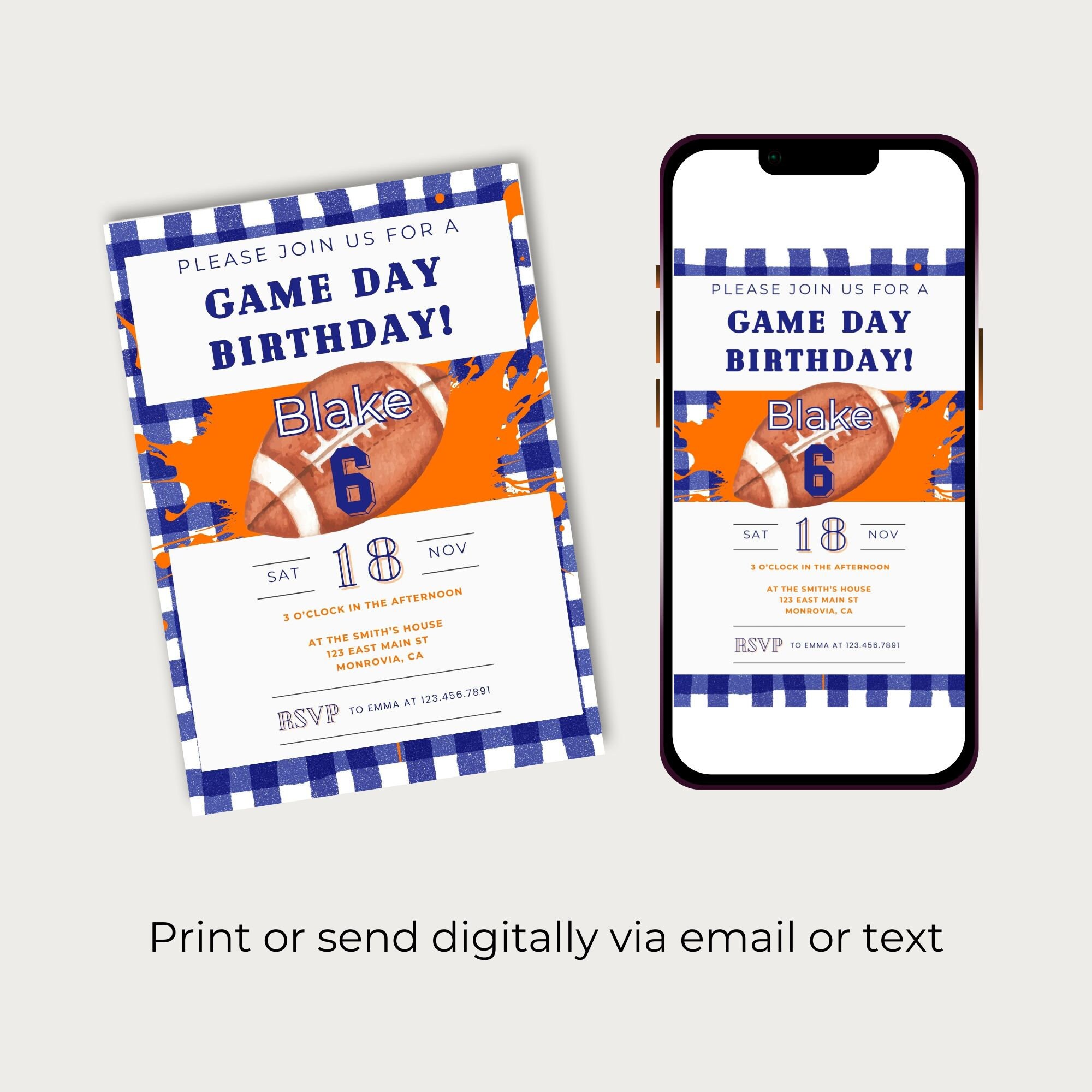 Game Day Birthday Party Invitation - Florida Gators - Orange and Blue ...