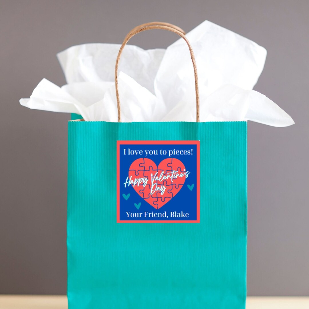 Valentine's Day Puzzle Pieces Goody Bag Tags - I Love You to Pieces ...
