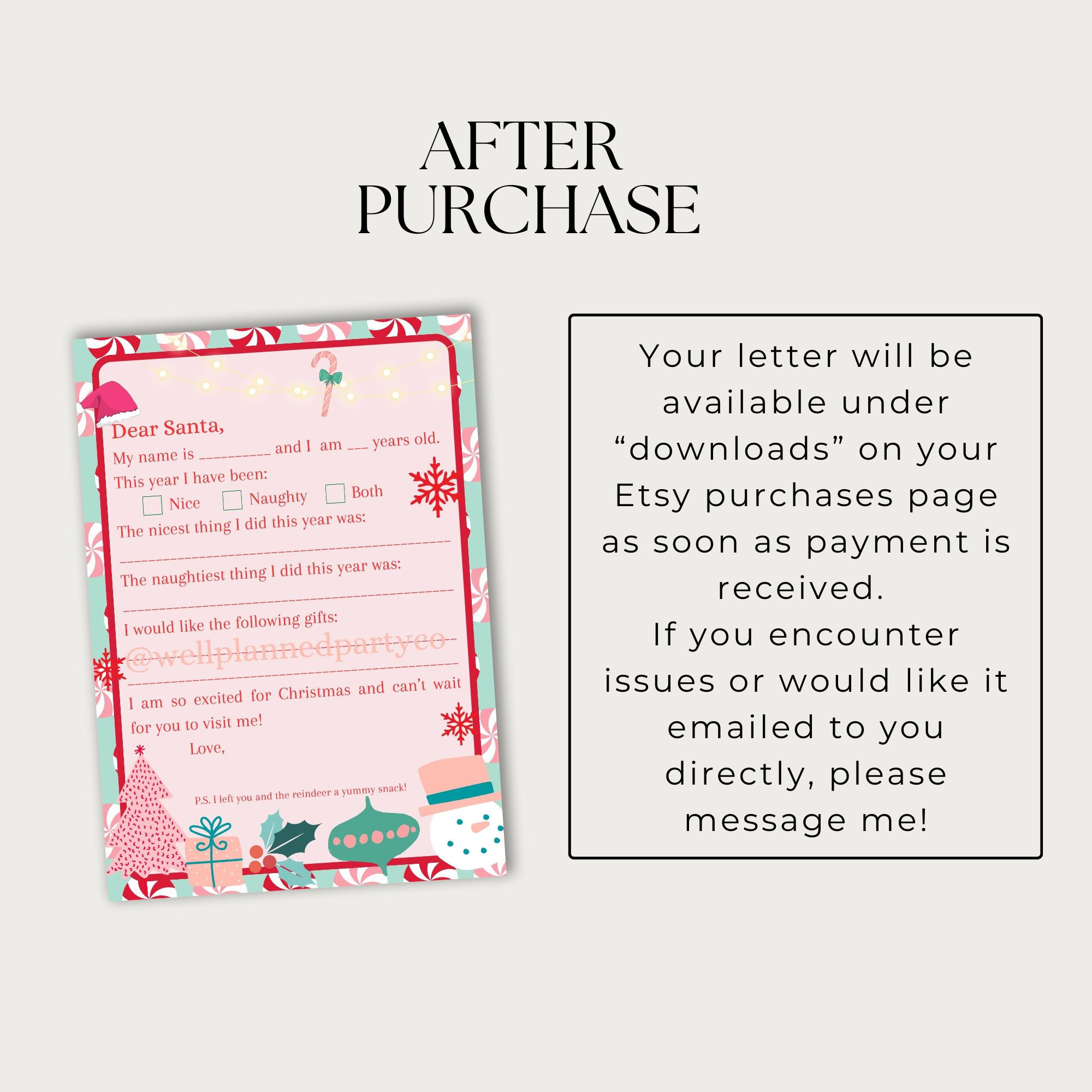 Girly Pink Letter to Santa - Printable - Kids Santa Wishlist - Santa ...