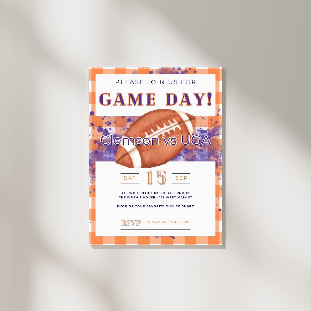 Clemson or Purple and Orange Team Football Game Day Party - Etsy