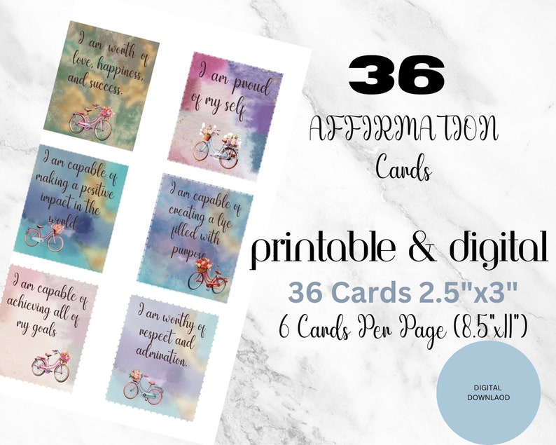 36 Positive Affirmation Cards Printable Vision Board Printable Law of ...