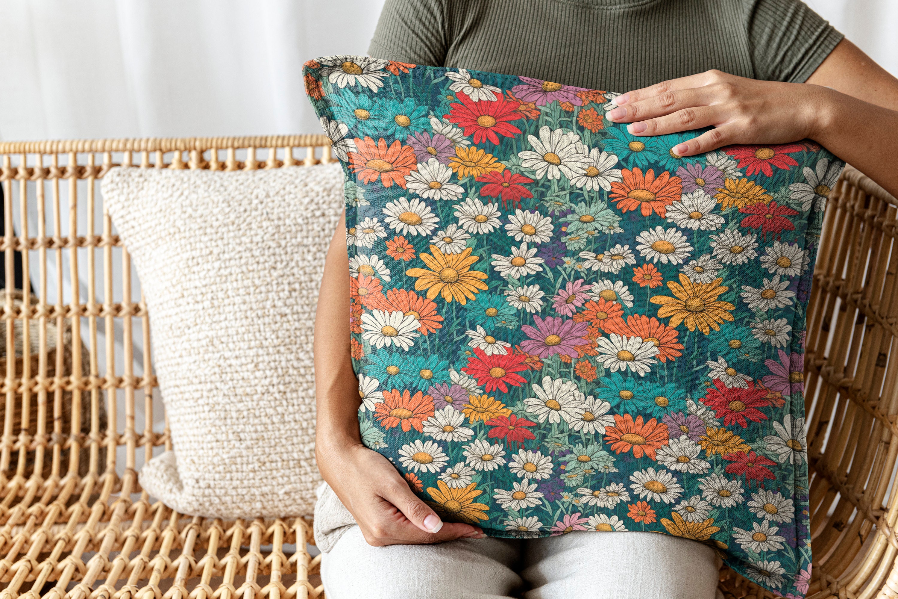 DAISIES 4 Seamless Patterns Psychedelic Hippie Floral Backgrounds ...