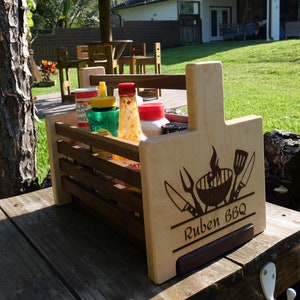 Handmade Personalized Wooden Barbecue Grill Caddy-father's Day Gifts ...
