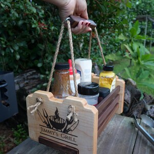 Personalized Rustic BBQ Caddy-grill Accessories-gift Ideas for Dad-papa ...