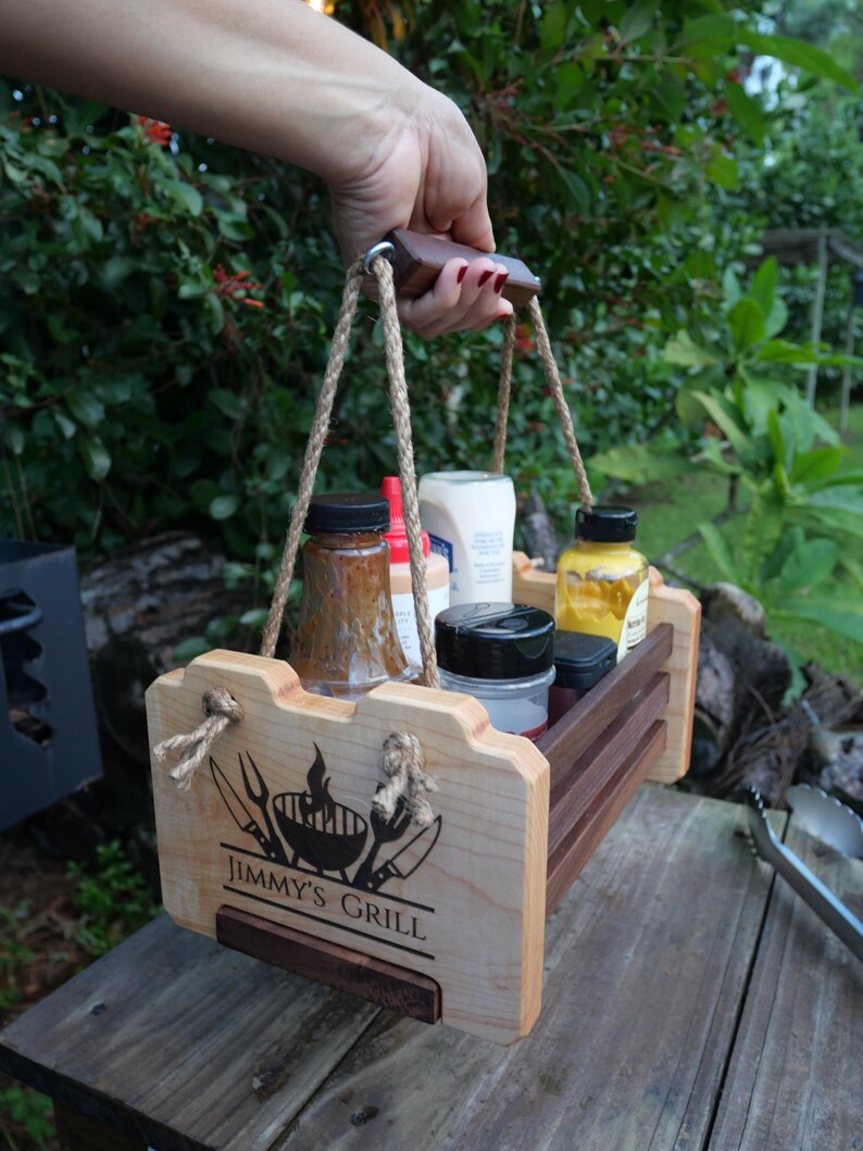 Personalized Rustic BBQ Caddy-grill Accessories-gift Ideas for Dad-papa ...