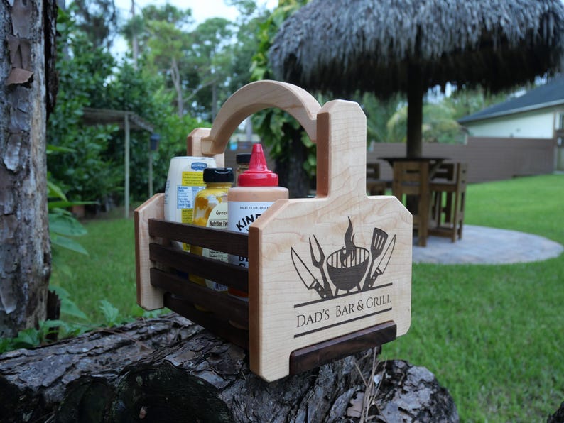 Personalized Rustic BBQ Caddy-grill Accessories-gift Ideas for Dad-papa ...