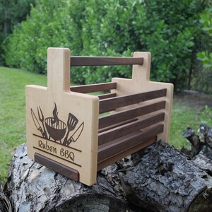 Handmade Personalized Wooden Barbecue Grill Caddy-father's Day Gifts ...