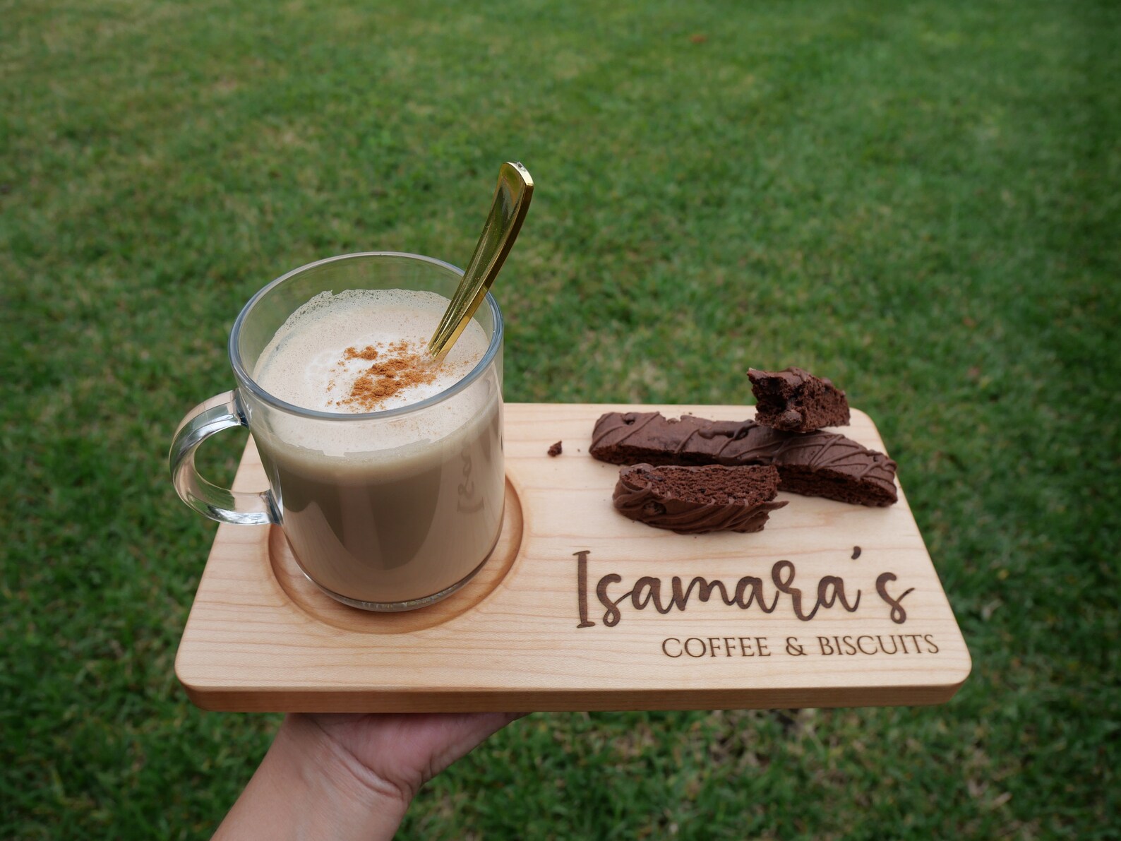 Personalised Coffee & Biscuits Boar-wooden Tea and Biscuit Tray ...
