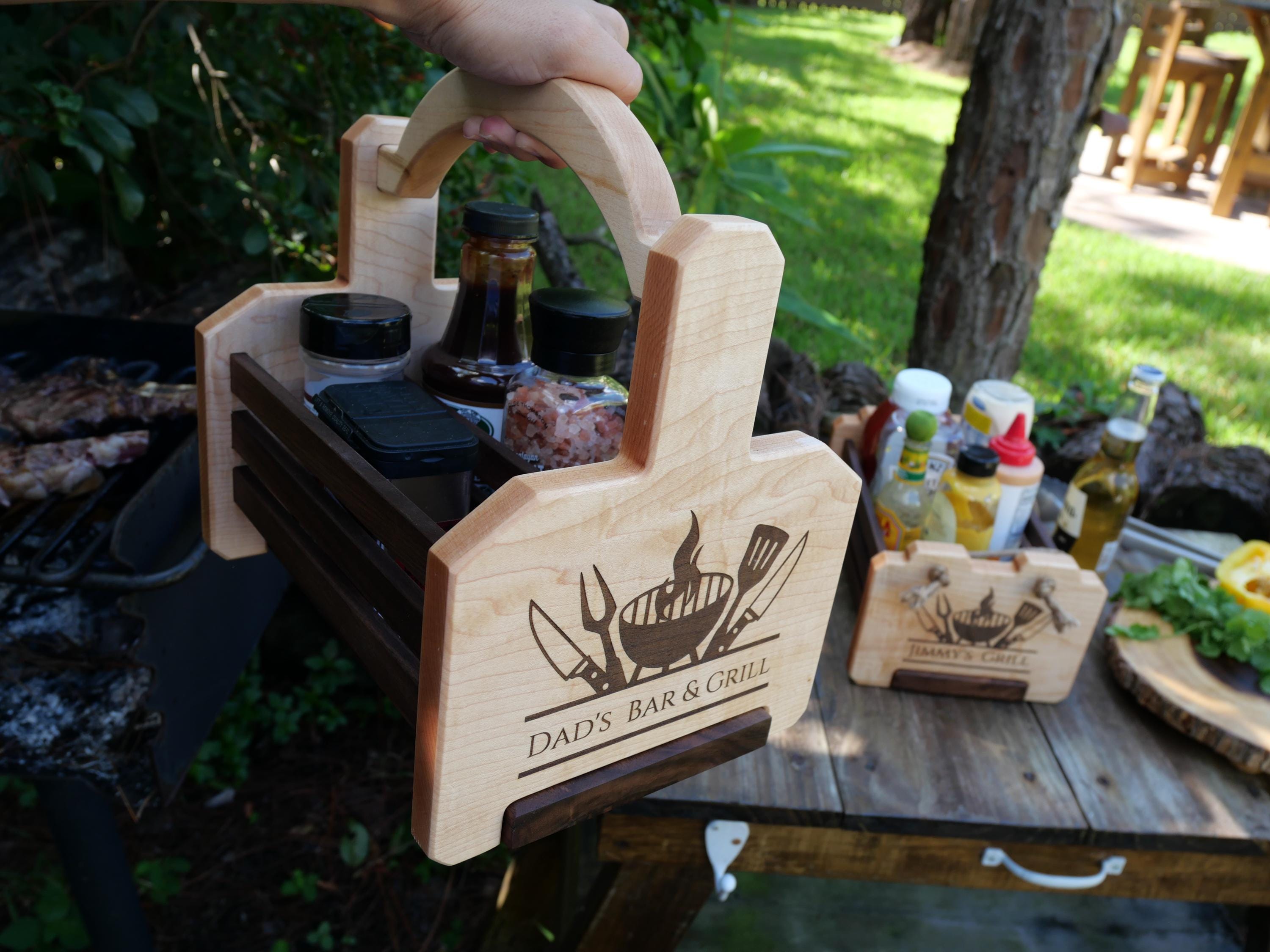 Personalized Rustic BBQ Caddy-grill Accessories-gift Ideas for Dad-papa ...