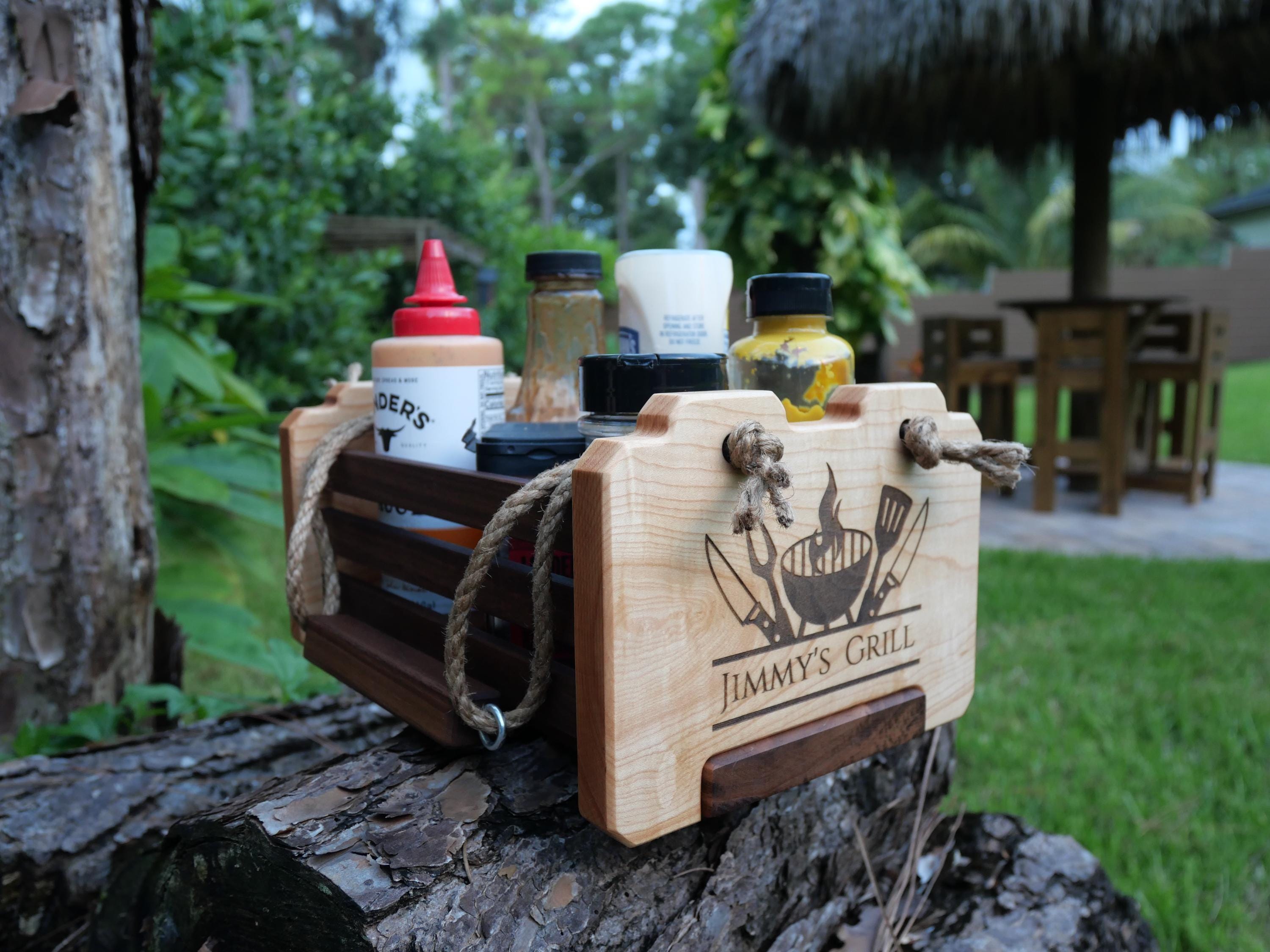 Personalized Rustic BBQ Caddy-grill Accessories-gift Ideas for Dad-papa ...