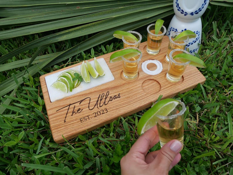 Personalized Wooden Tequila Sampler Tray - Tequila Flight Board - Etsy