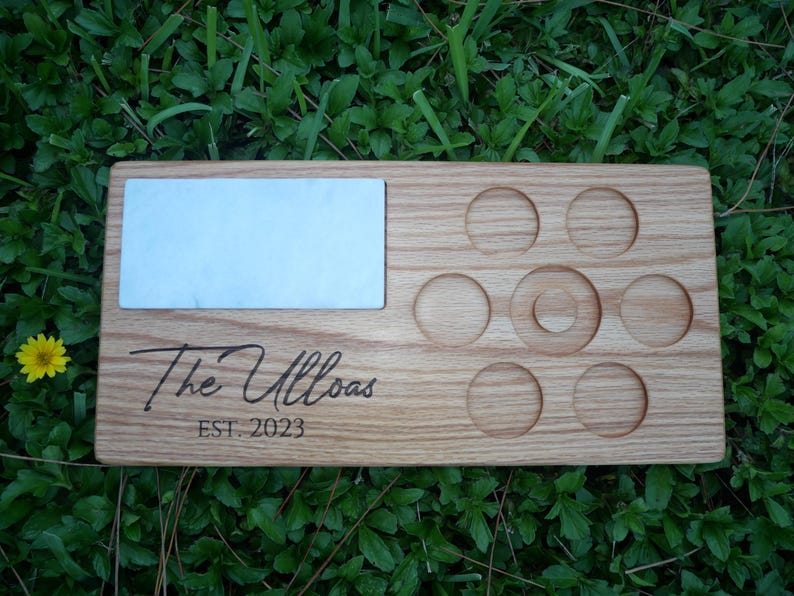 Personalized Tequila Flight Board: Wooden Serving Tray With Marble - Etsy