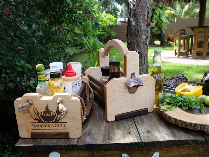 Personalized Rustic BBQ Caddy-grill Accessories-gift Ideas for Dad-papa ...