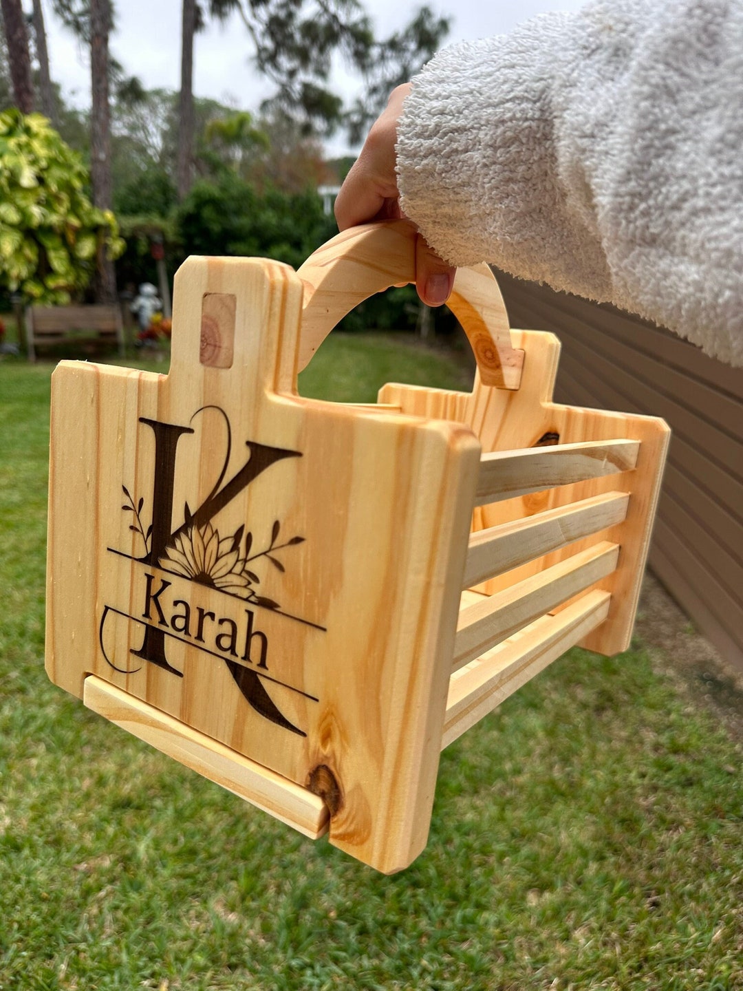 Personalized Harvest Basket Handmade-garden Harvest Basket-wooden Fruit ...