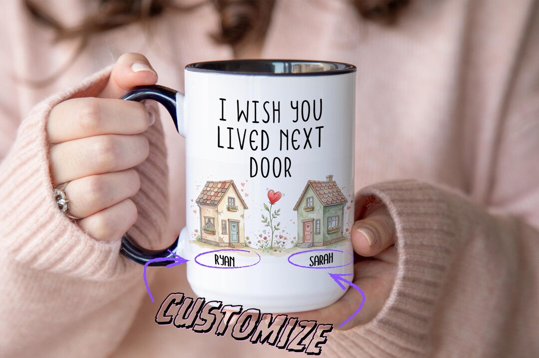 Personalized Neighbor Mug – Custom Name Coffee Cup, Cute House ...