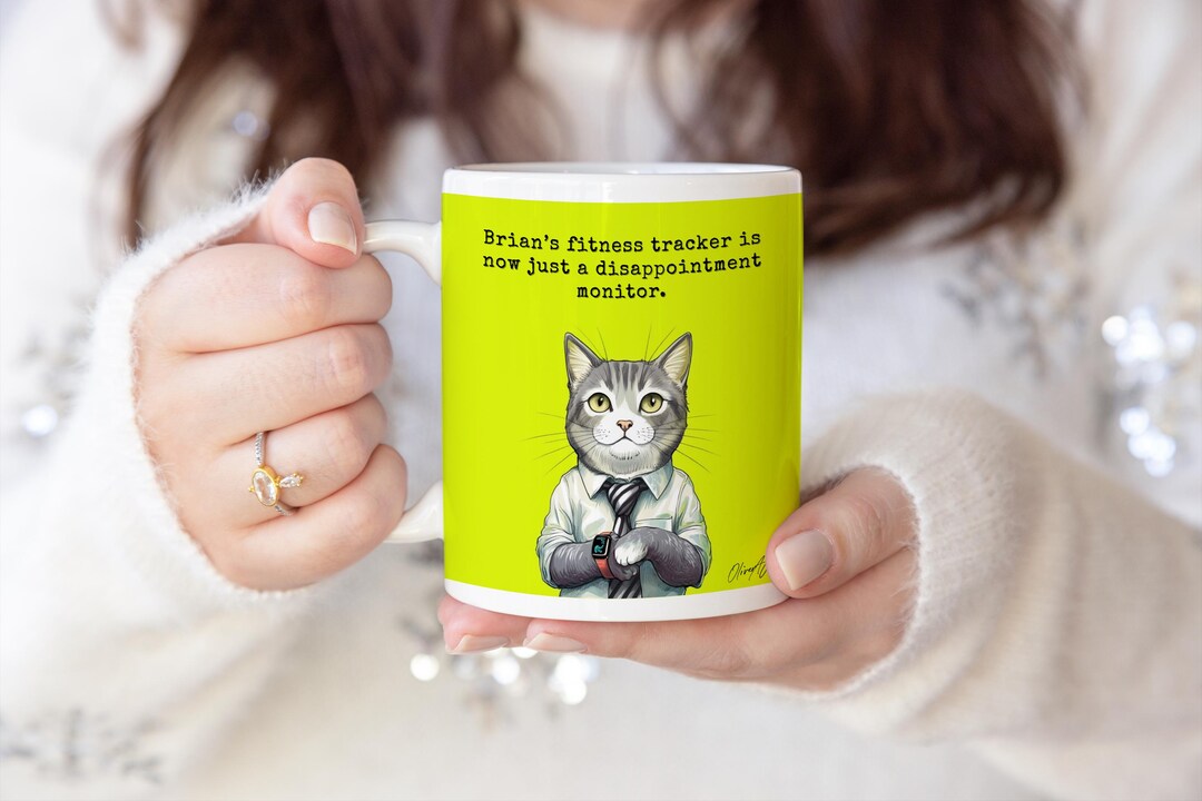 Funny Cat Mug – Fitness Tracker Disappointment Monitor, Sarcastic Gift ...