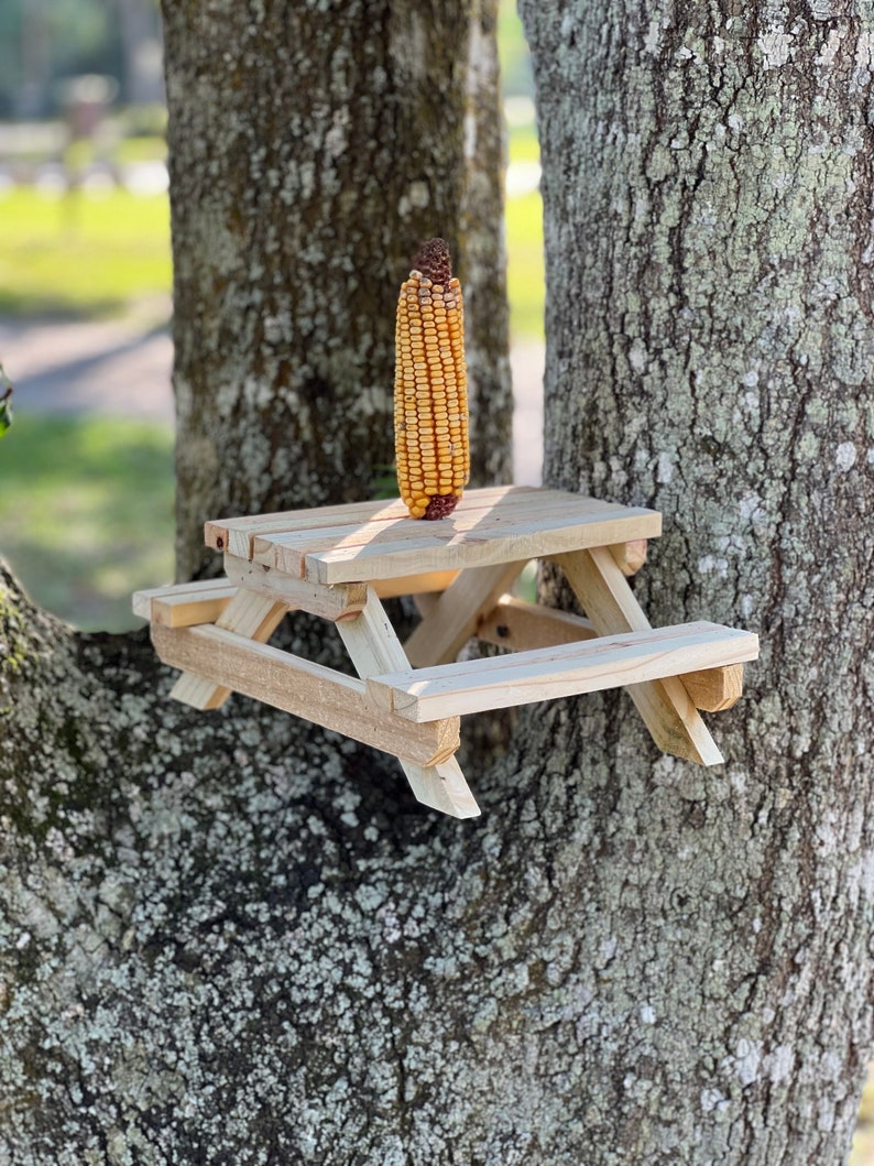 Rustic Farmhouse Squirrel Picnic Feeder Table, Handmade Wooden,gift for ...