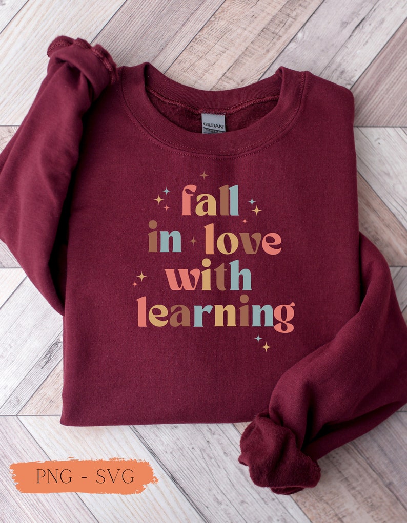 Fall in Love With Learning SVG, Fall Teacher PNG, Fall Teacher SVG - Etsy