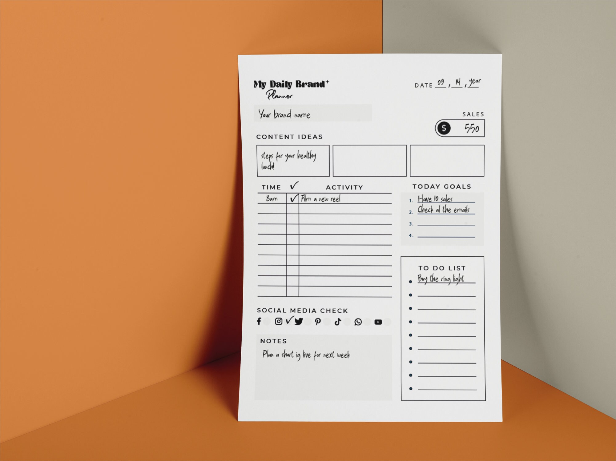 Printable Daily Brand Planner || Small Business Planner, Business ...