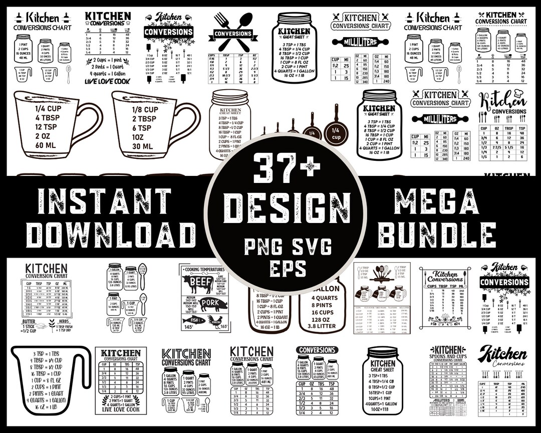 Kitchen Conversion Chart Svg Kitchen Chart Svg Kitchen Measurements Svg ...