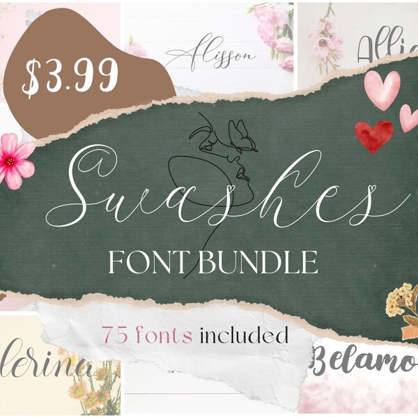 Fonts Bundle Collection With Tails That Can Be Use On - Etsy