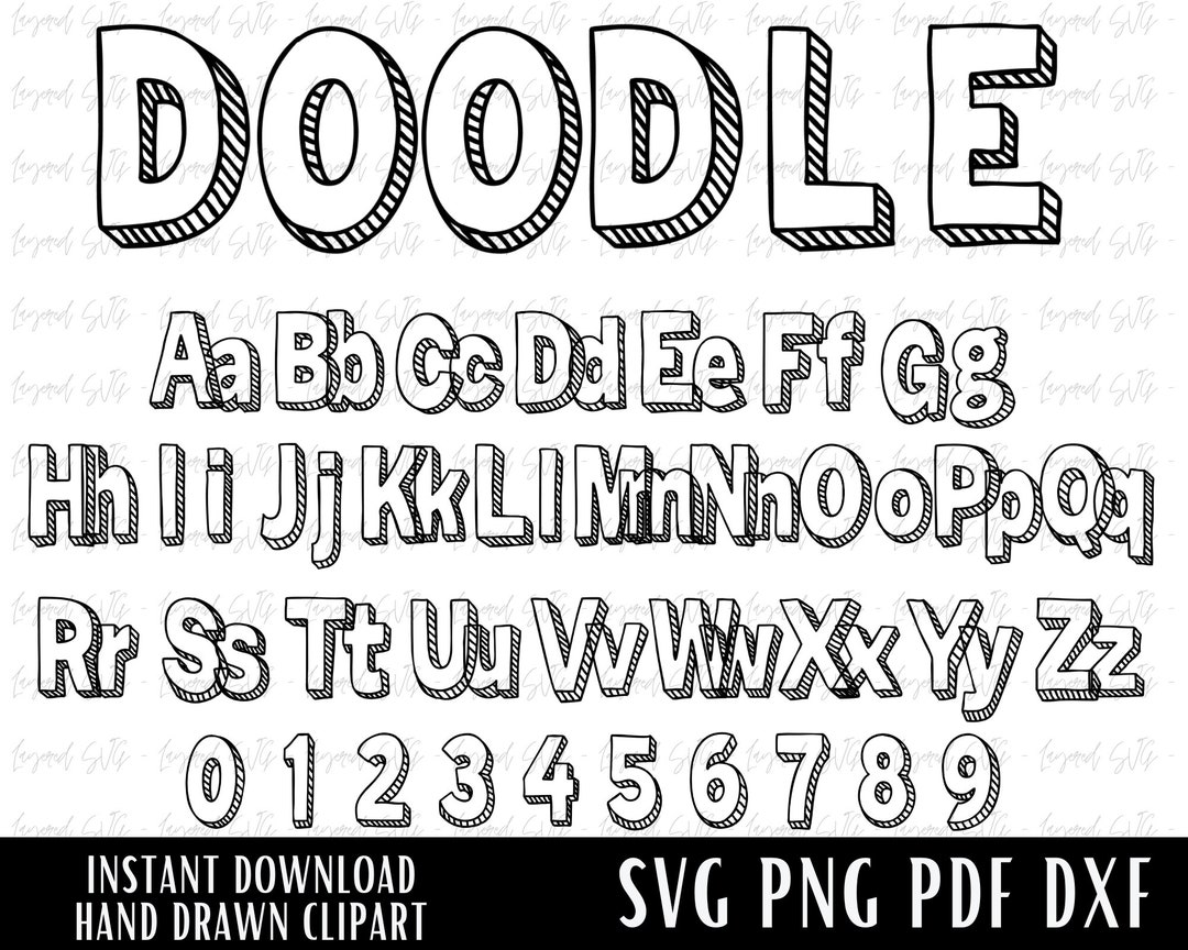 Blank Transparent Doodle Letters, Doodle Letters SVG, Doodle Font Png ...