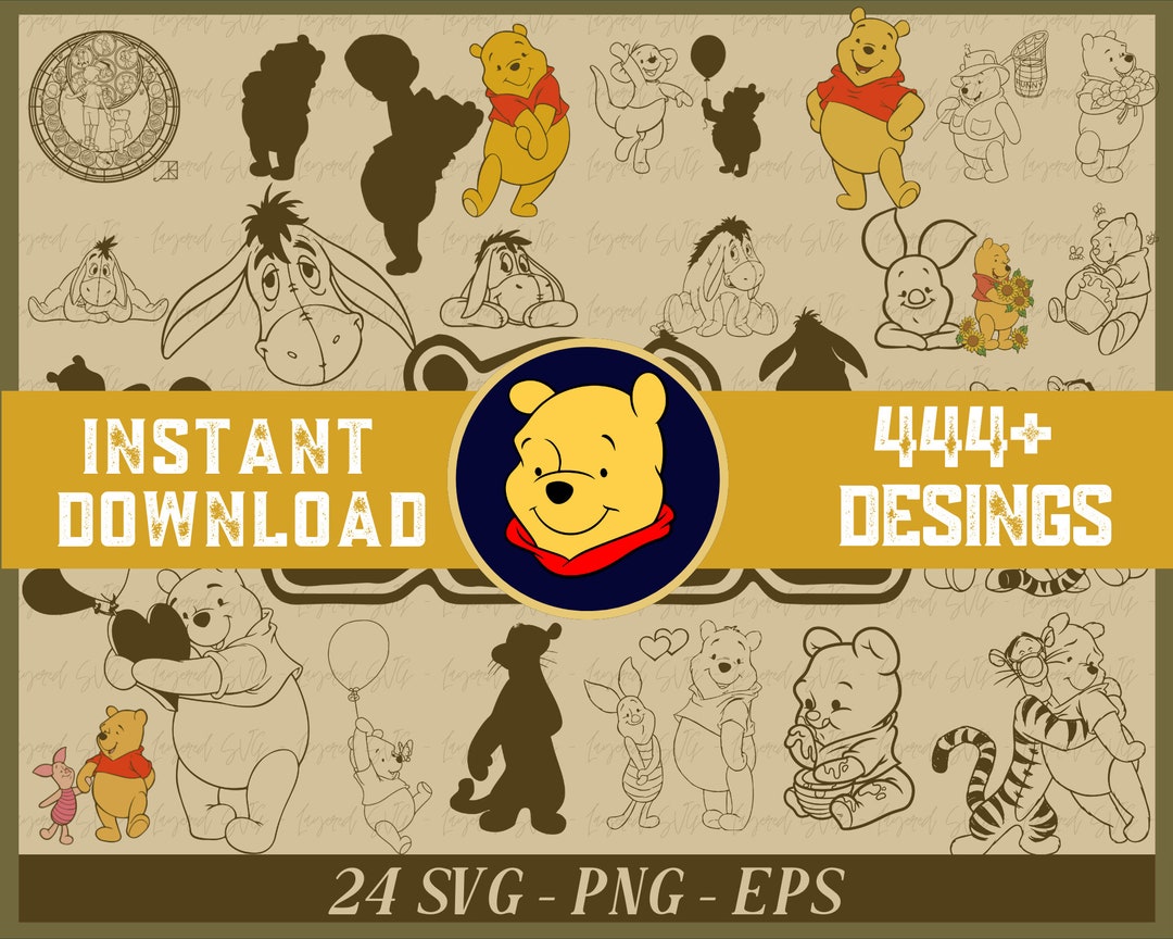 Winnie the Pooh Bundle SVG, Pooh SVG Bundle, Bundle Layered Svg, Winnie ...