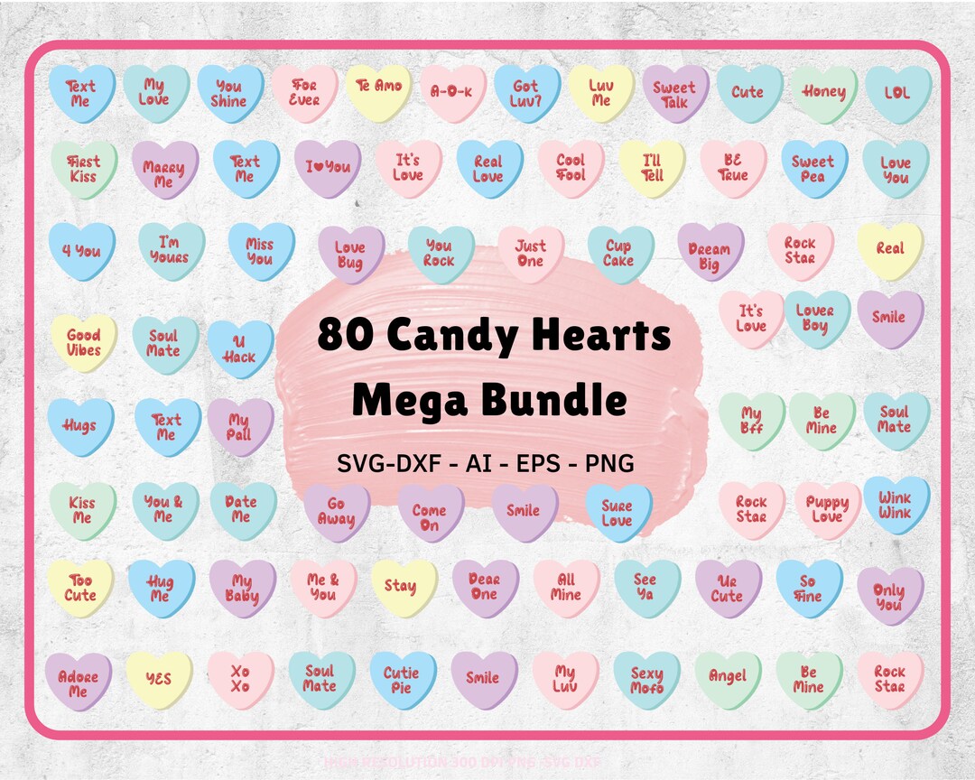 Candy Hearts SVG Valentines Day Funny,conversation Hearts Svg, Funny ...