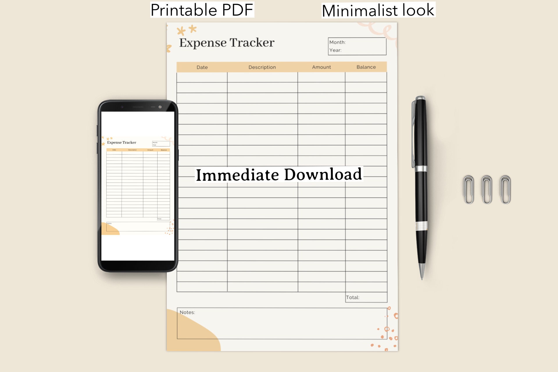 Expense Tracker Template, Budget Template, Downloadable PDF, Printable ...
