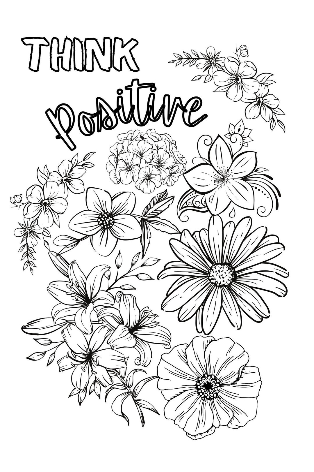 Think Positive Coloring Page - Etsy