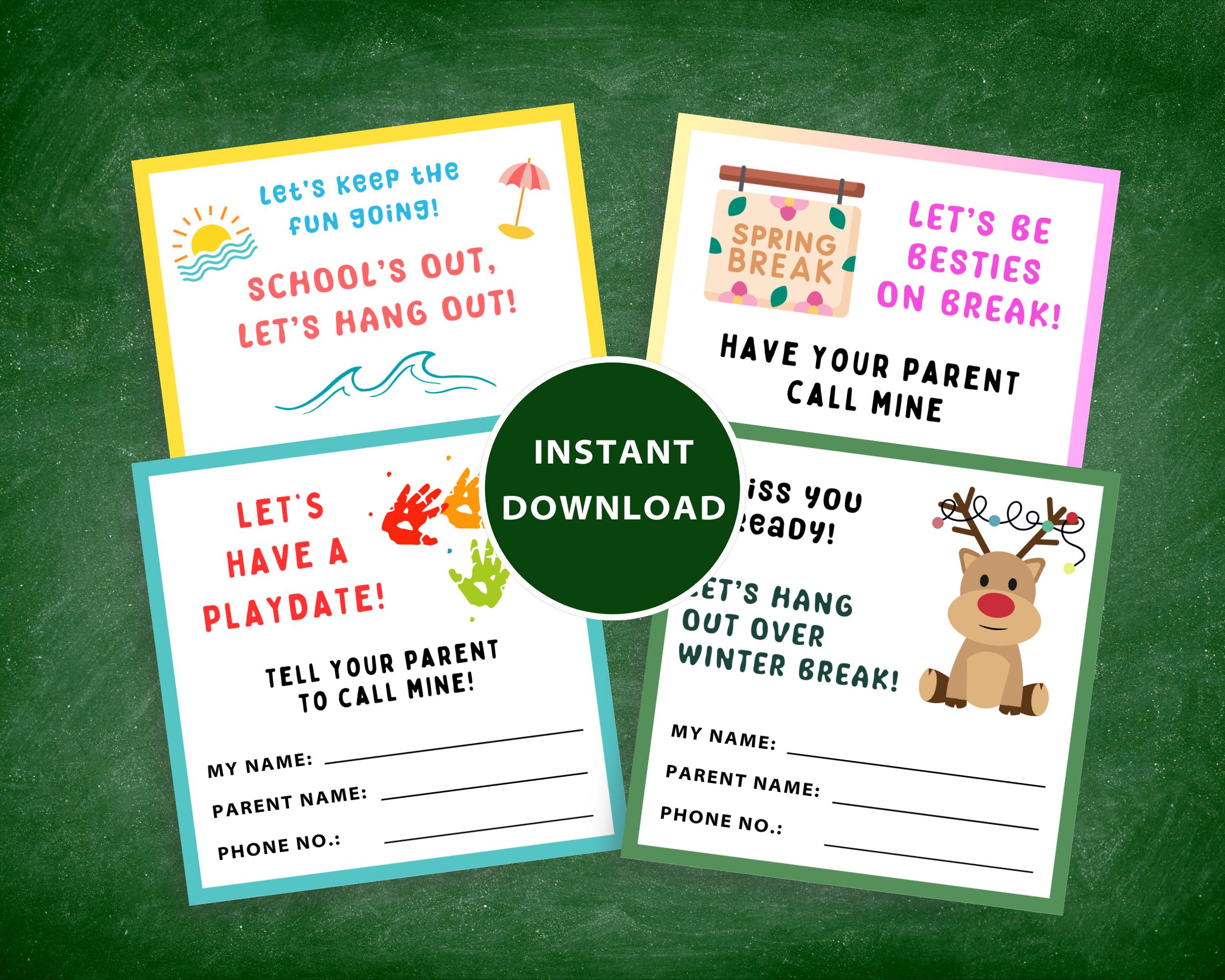 Playdate Cards, Lets Play Printable, Play Date Cards for Kids, Kids ...