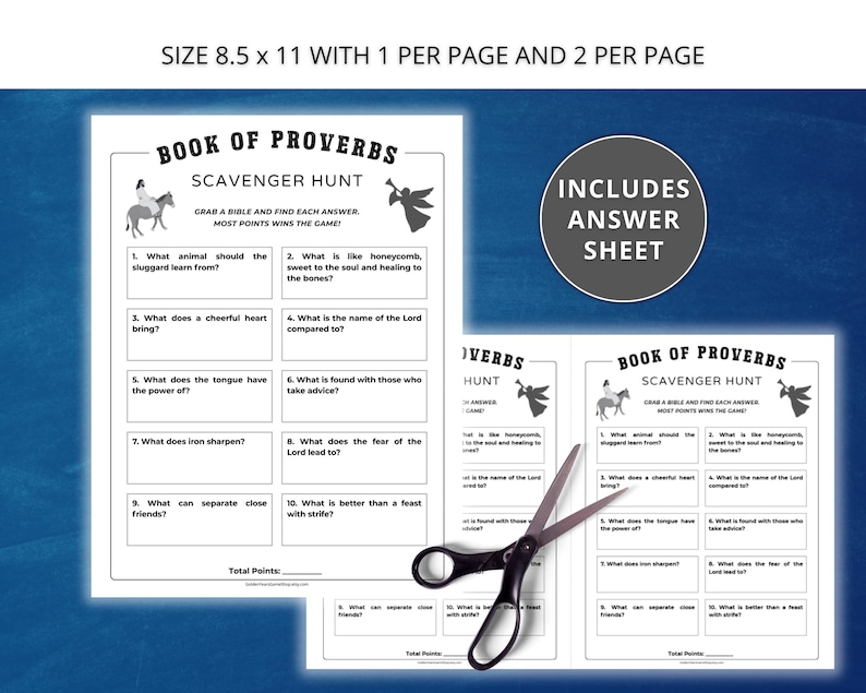 Book of Proverbs Scavenger Hunt Game – Printable Bible Study Games ...
