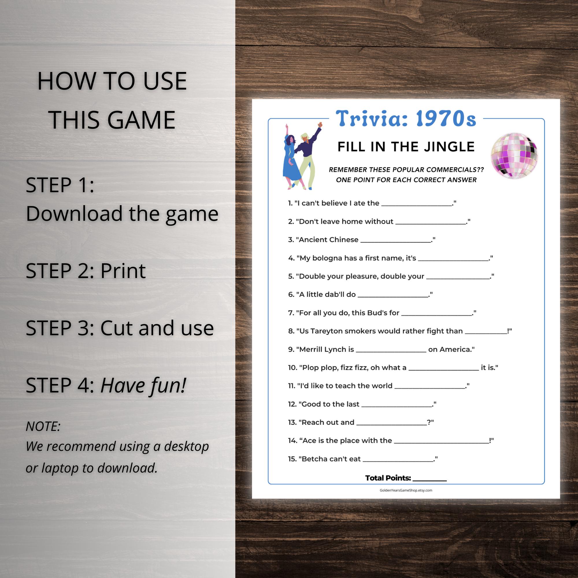 1970s Trivia, 1975 Trivia Game, Born in 1975, 50th Class Game, 50th ...