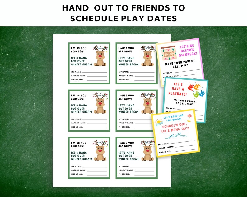 Playdate Cards, Lets Play Printable, Play Date Cards for Kids, Kids ...