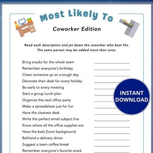 Staff Meeting Game – Printable Team Building Game With Coworker Most ...