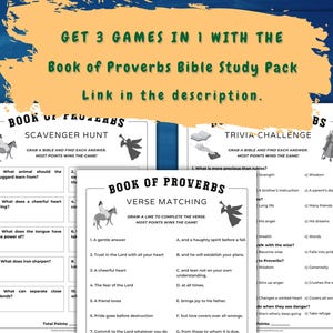 Book of Proverbs Scavenger Hunt Game – Printable Bible Study Games, Bible Games for Sunday ...
