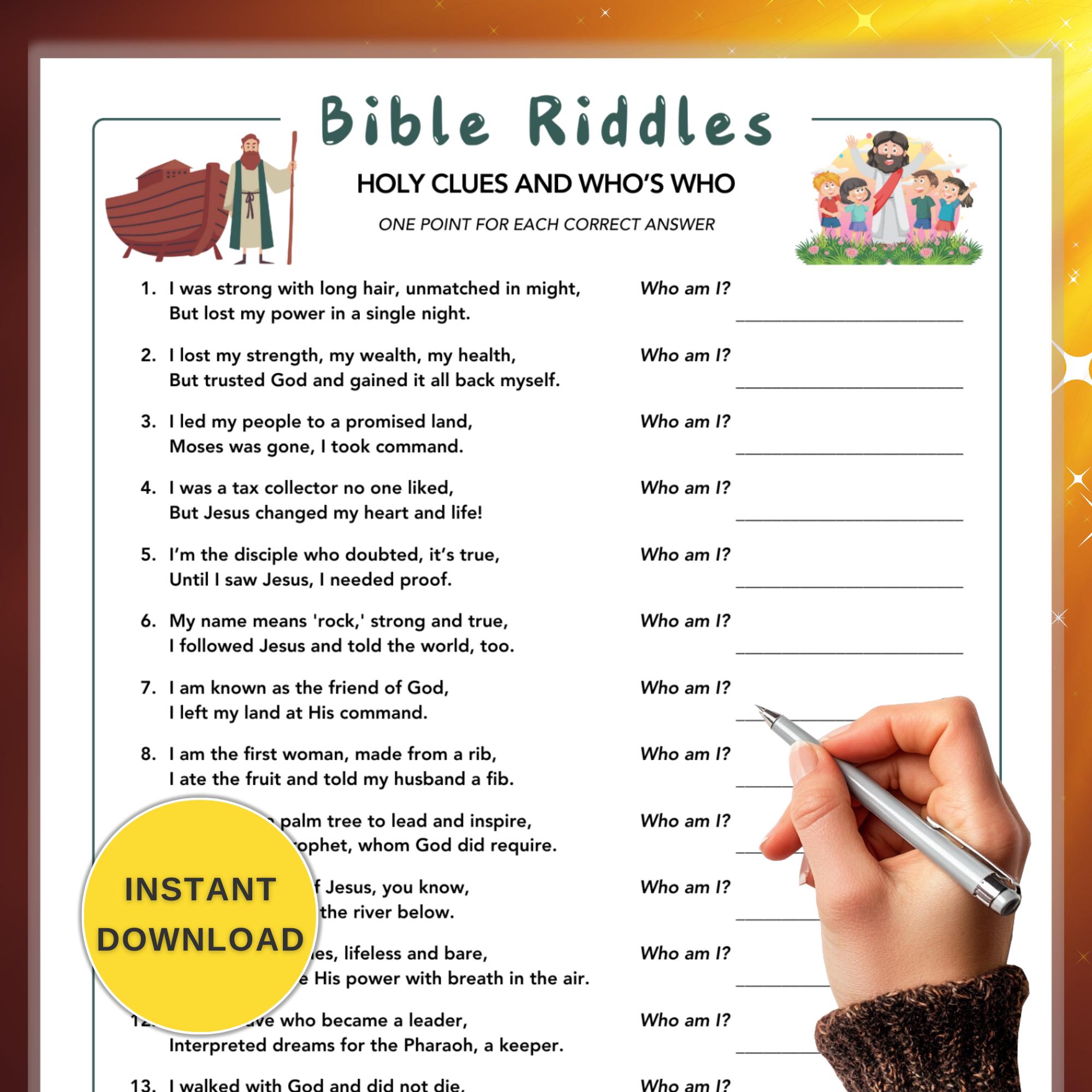Bible Trivia Game, Sunday School, Church Game, Kids Bible Trivia ...