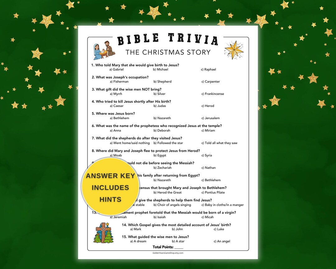 Christmas Bible Trivia Game, Bible Games for Sunday School Kids, Books ...