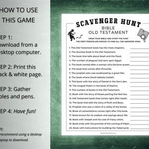 Bible Scavenger Hunt for the Old Testament, Sunday School Quiz, Church ...