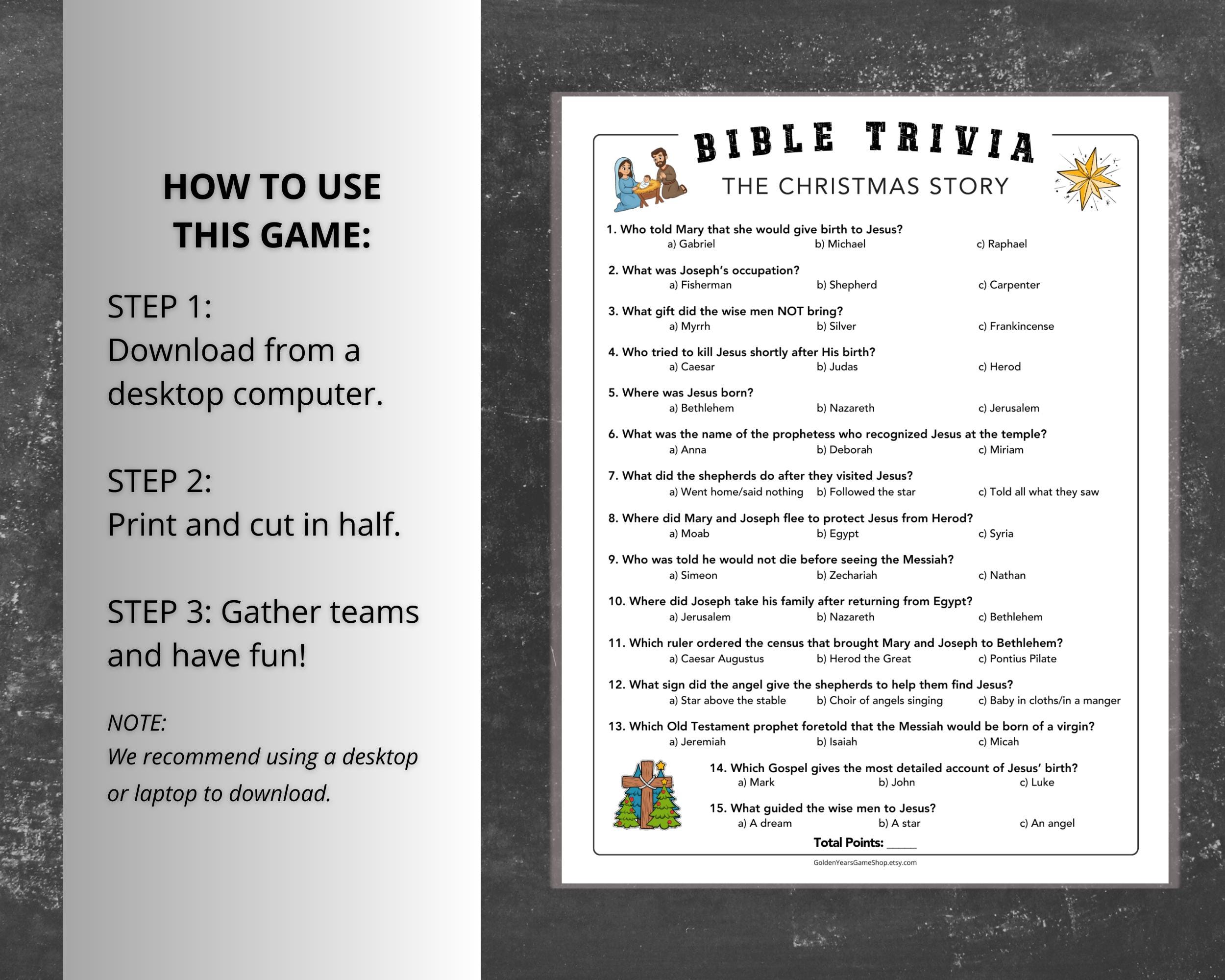 Christmas Bible Trivia Game, Christmas Trivia, Books of the Bible ...