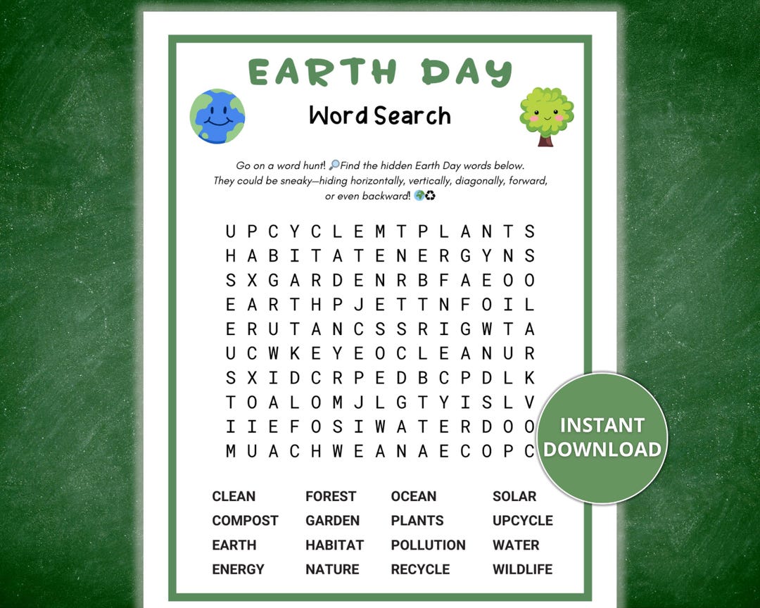 Earth Day Word Search Puzzle, Earth Day Activities, Classroom Earth Day ...
