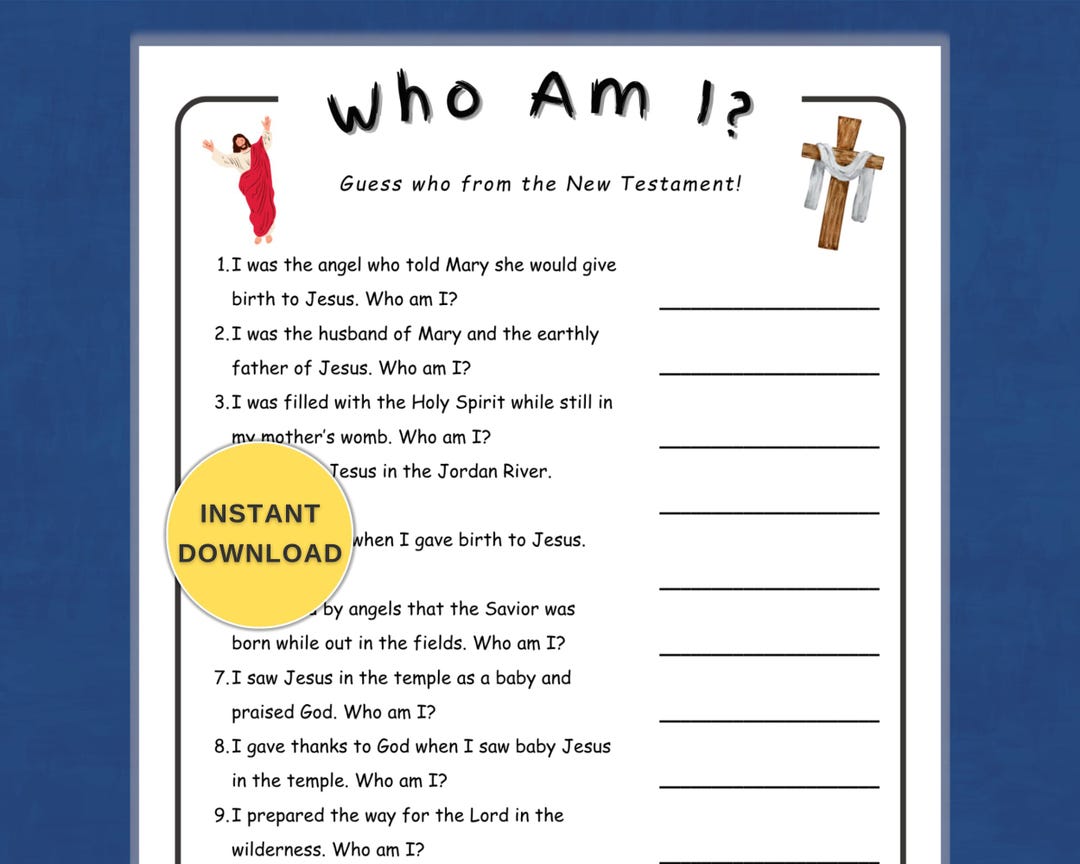Who Am I Bible Game, Bible Scavenger Hunt, Bible Riddles, Sunday School ...