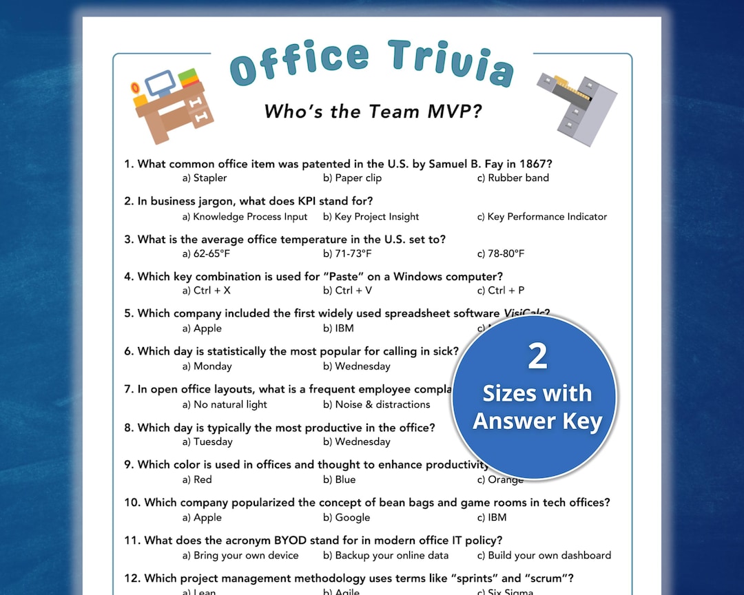 Office Trivia Game – Printable Team Building Game for Staff Meetings ...