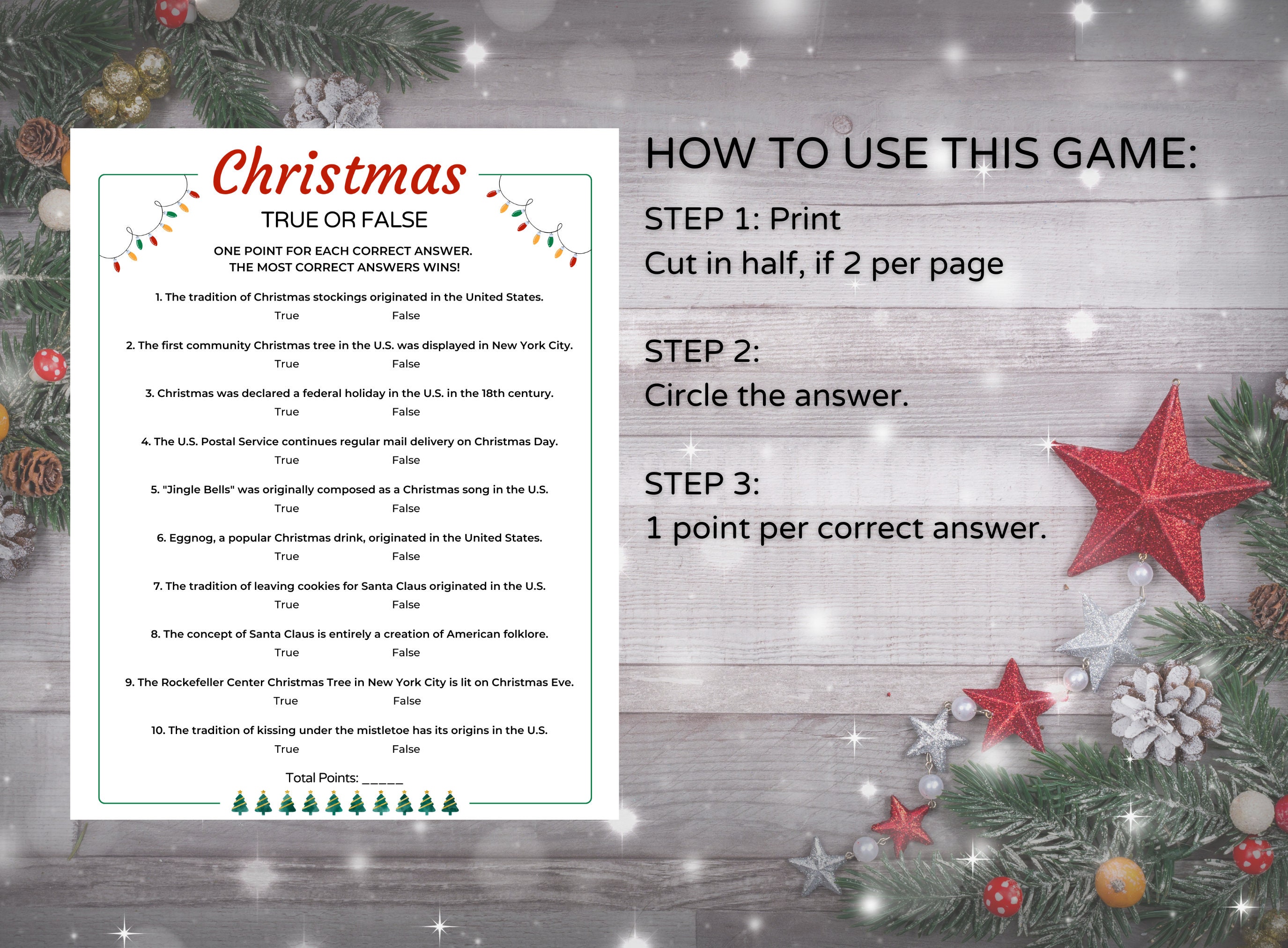 Christmas True or False Game Fun for All Ages - Etsy