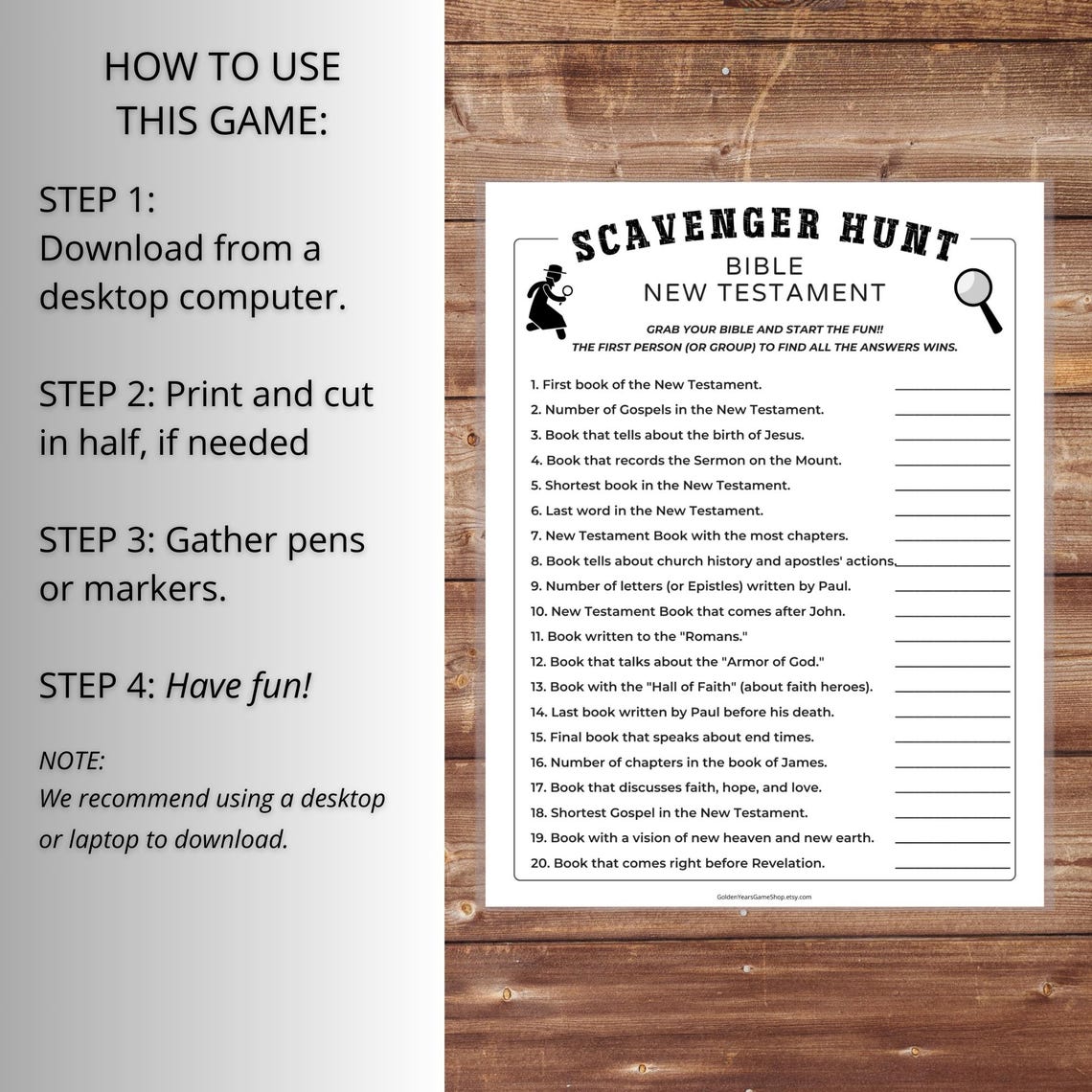 Bible Scavenger Hunt for the New Testament, Kids Bible Study, Sunday ...